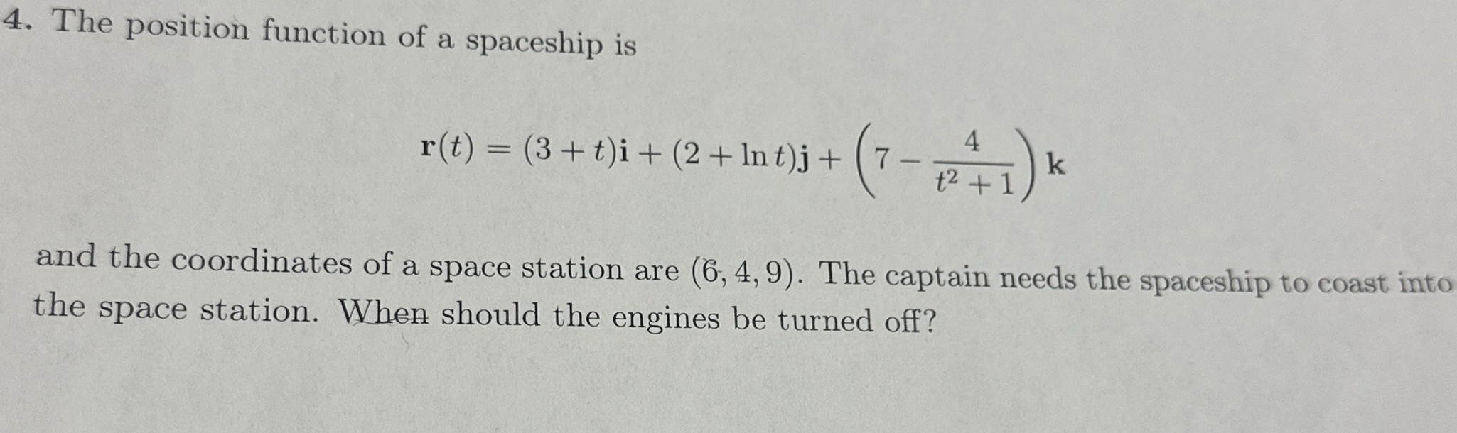 Solved The position function of a spaceship | Chegg.com