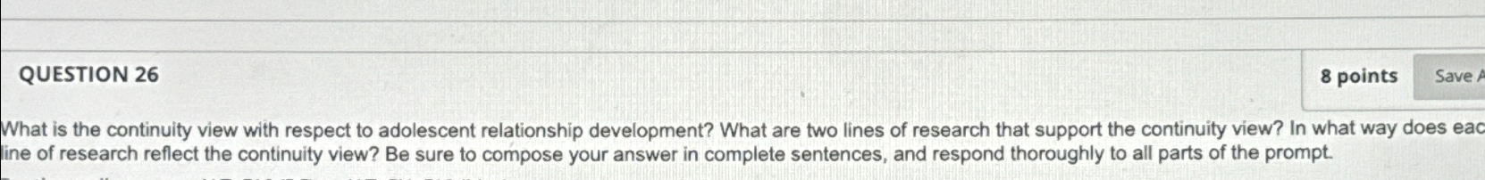 Solved QUESTION 268 ﻿pointsWhat is the continuity view with | Chegg.com