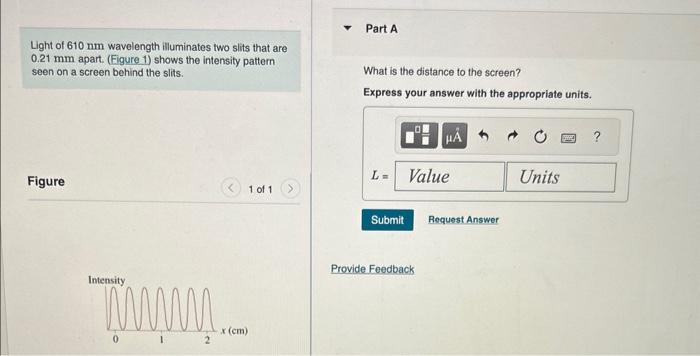 Solved Light of 610 nm wavelength illuminates two slits that | Chegg.com