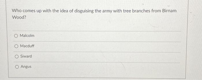 Who comes up with the idea of disguising the army | Chegg.com