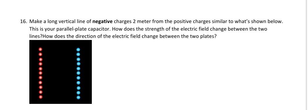 Solved 16 Make A Long Vertical Line Of Negative Charges 2 Chegg