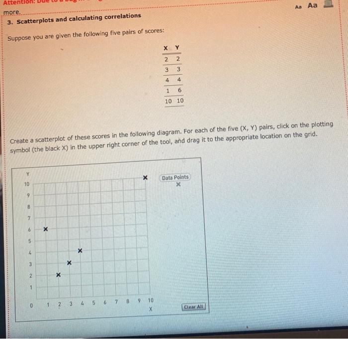Solved Aa Aa Attentio more. 3. Scatterplots and calculating | Chegg.com