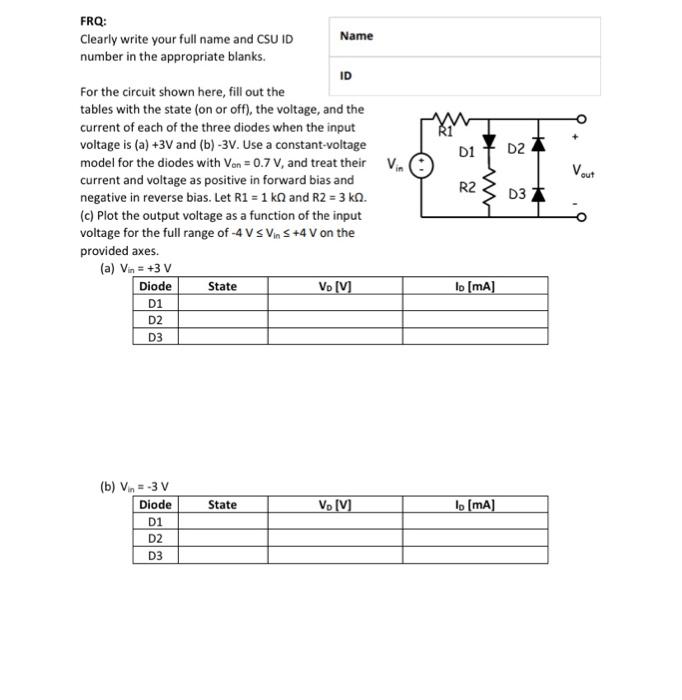 Solved For the circuit shown here, fill out the tables with | Chegg.com