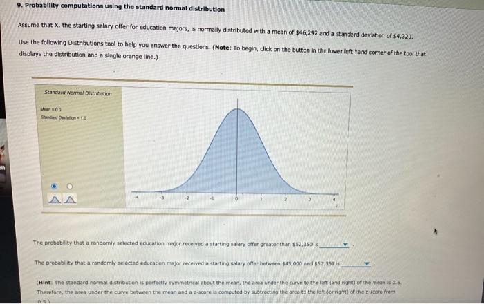 Solved 9. Probability computations using the standard normal | Chegg.com
