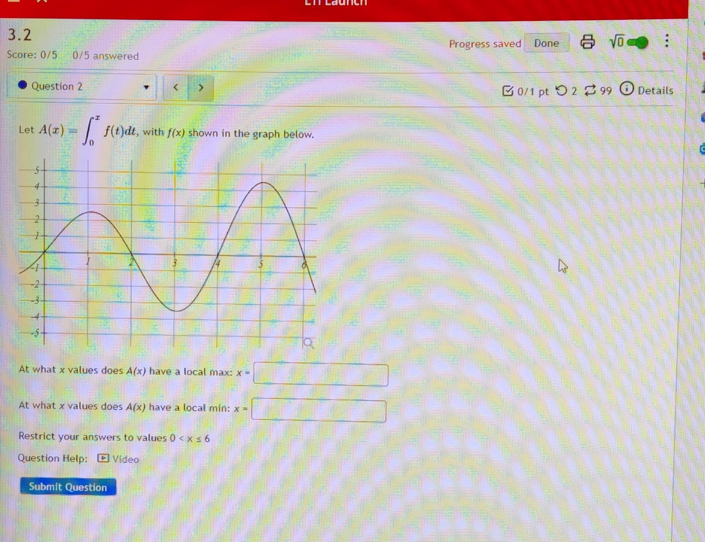 Solved \r\n\r\n\r\nQuestion 5 If \\( f(x)=\\int_{1}^{x} | Chegg.com