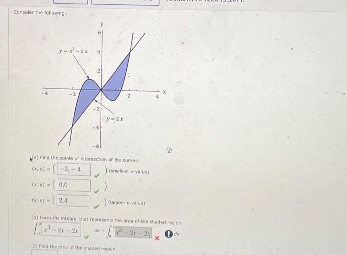 Solved Consider the following. -4 y = x³ - 2x (x, y) = -2 y | Chegg.com