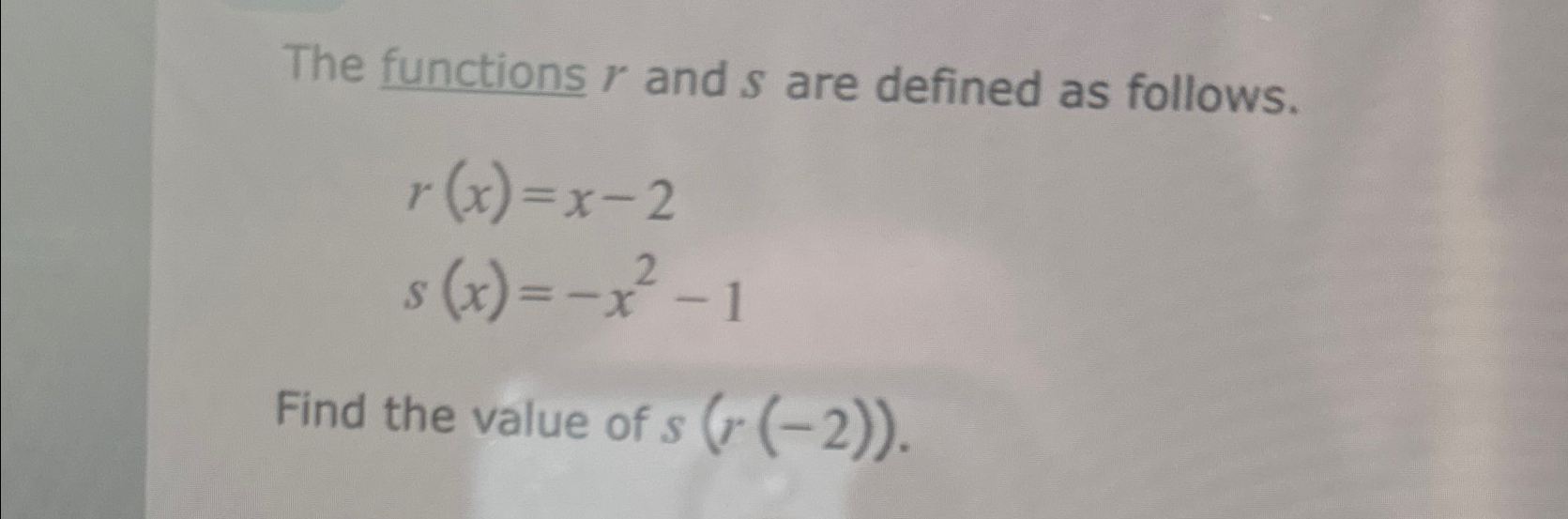 Solved The functions r ﻿and s ﻿are defined as | Chegg.com