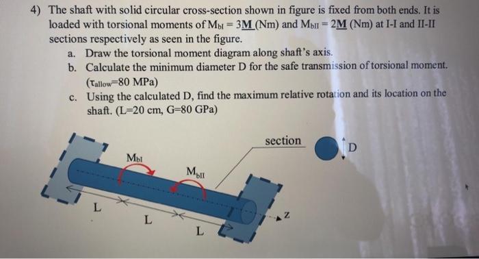 Solved 4) The shaft with solid circular cross-section shown | Chegg.com