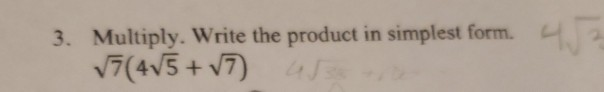 Solved 3. Multiply. Write the product in simplest form. | Chegg.com