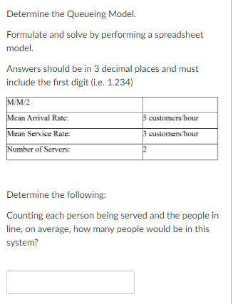 Solved Determine the Queueing Model.Formulate and solve by | Chegg.com