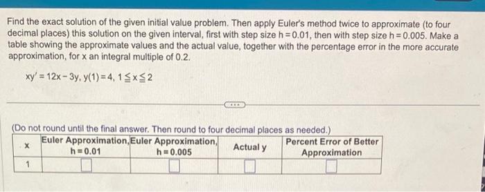 Solved Find the exact solution of the given initial value | Chegg.com
