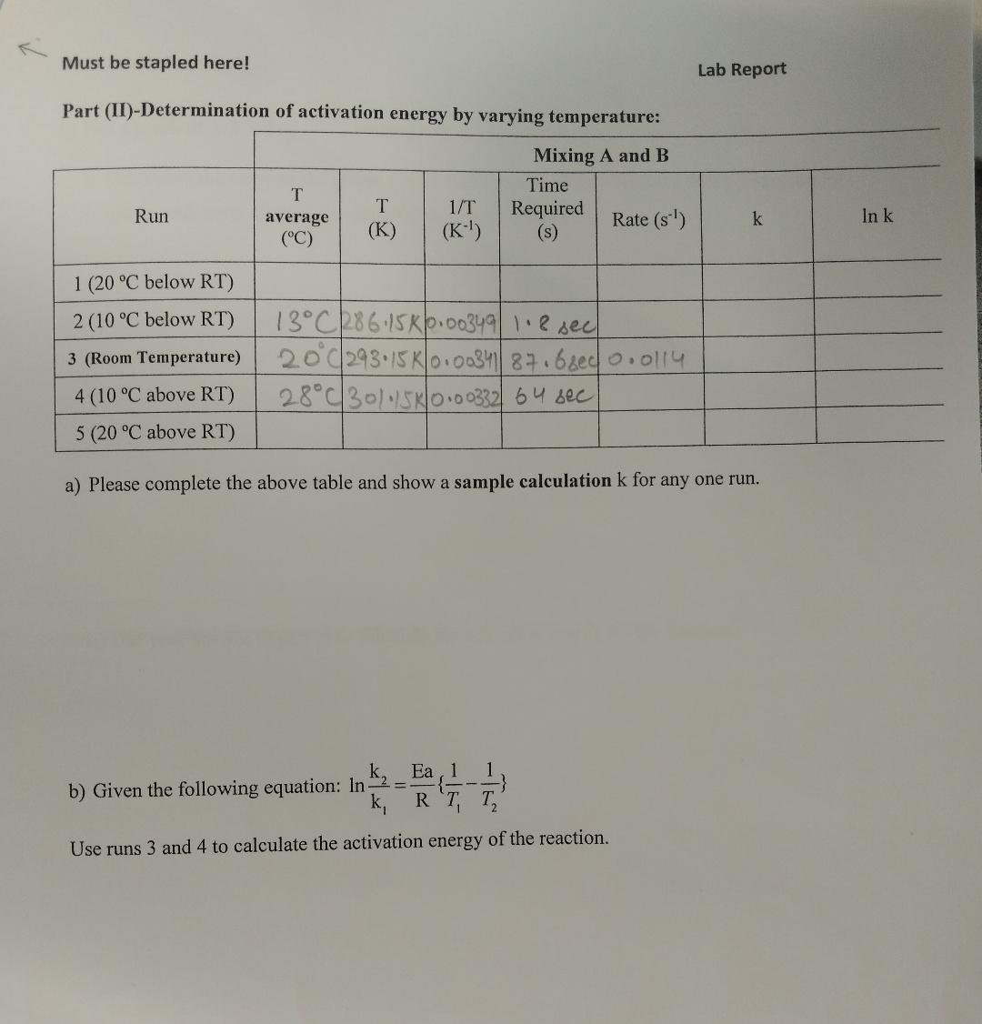 Solved Must be stapled here!Lab ReportPart | Chegg.com