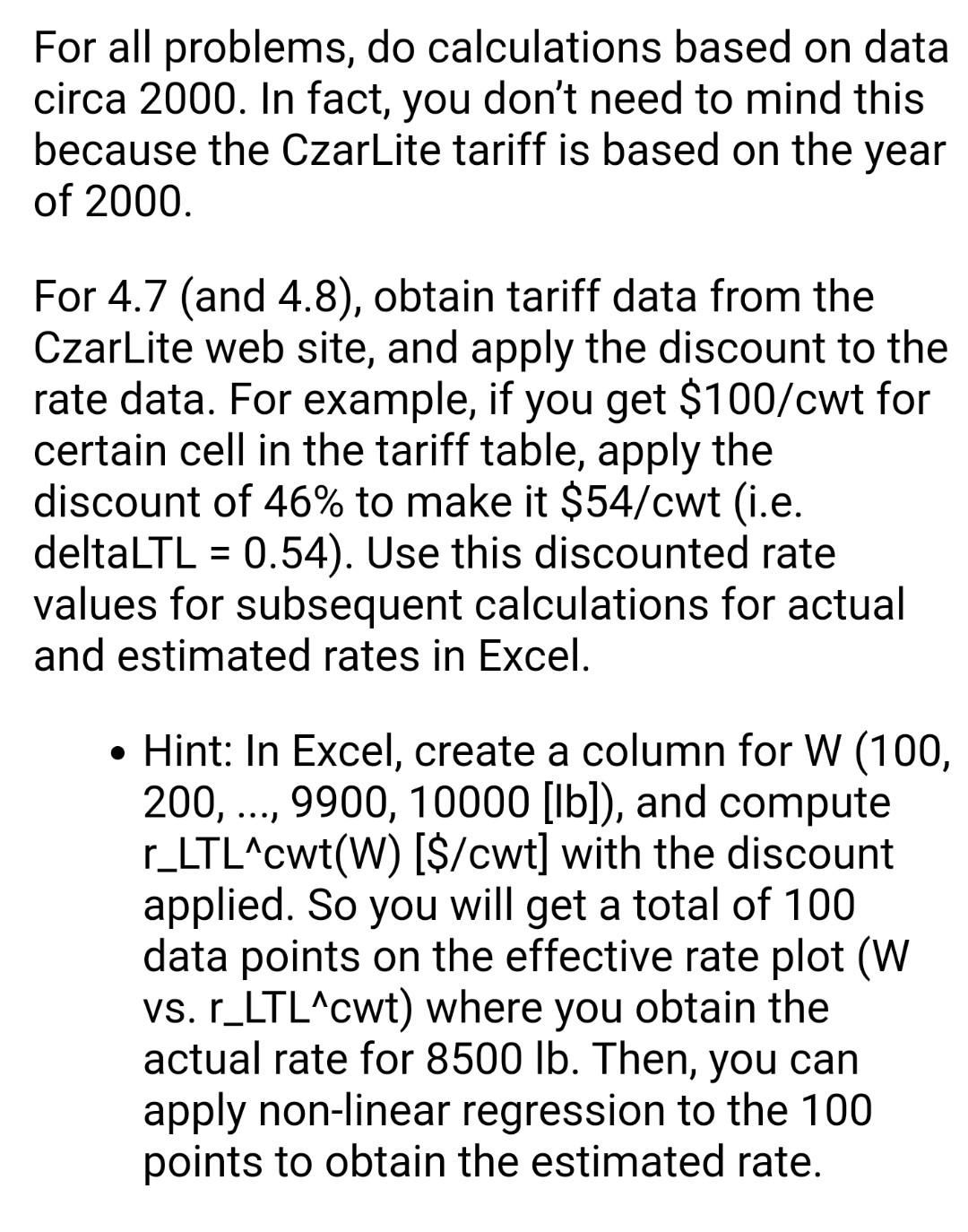 Solved 4.6 Given the LTL rate tariff in Table 4.10, compute | Chegg.com