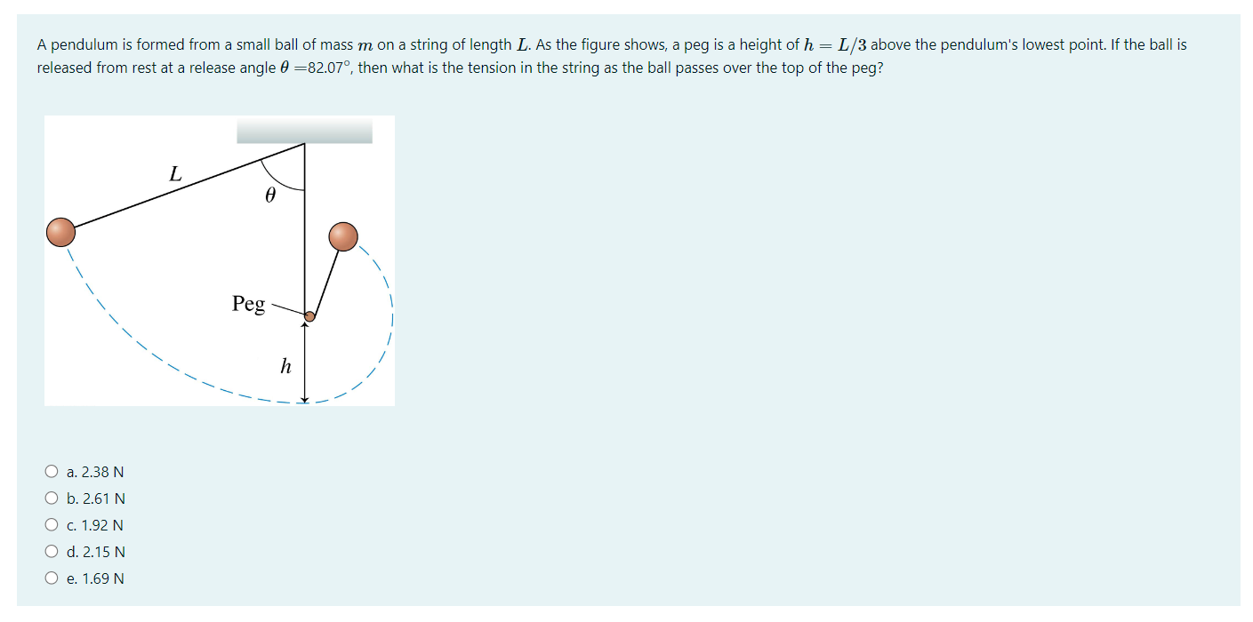 Solved A pendulum is formed from a small ball of mass m on a | Chegg.com