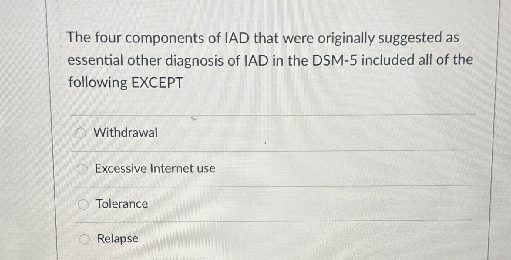 Solved The four components of IAD that were originally | Chegg.com