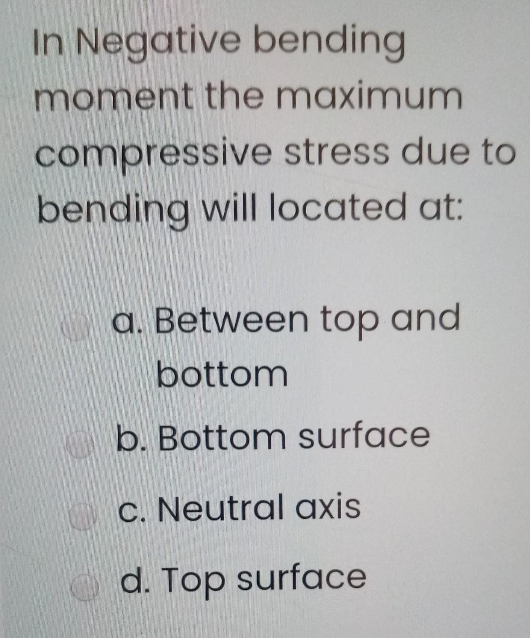 Solved In Negative bending moment the maximum compressive | Chegg.com