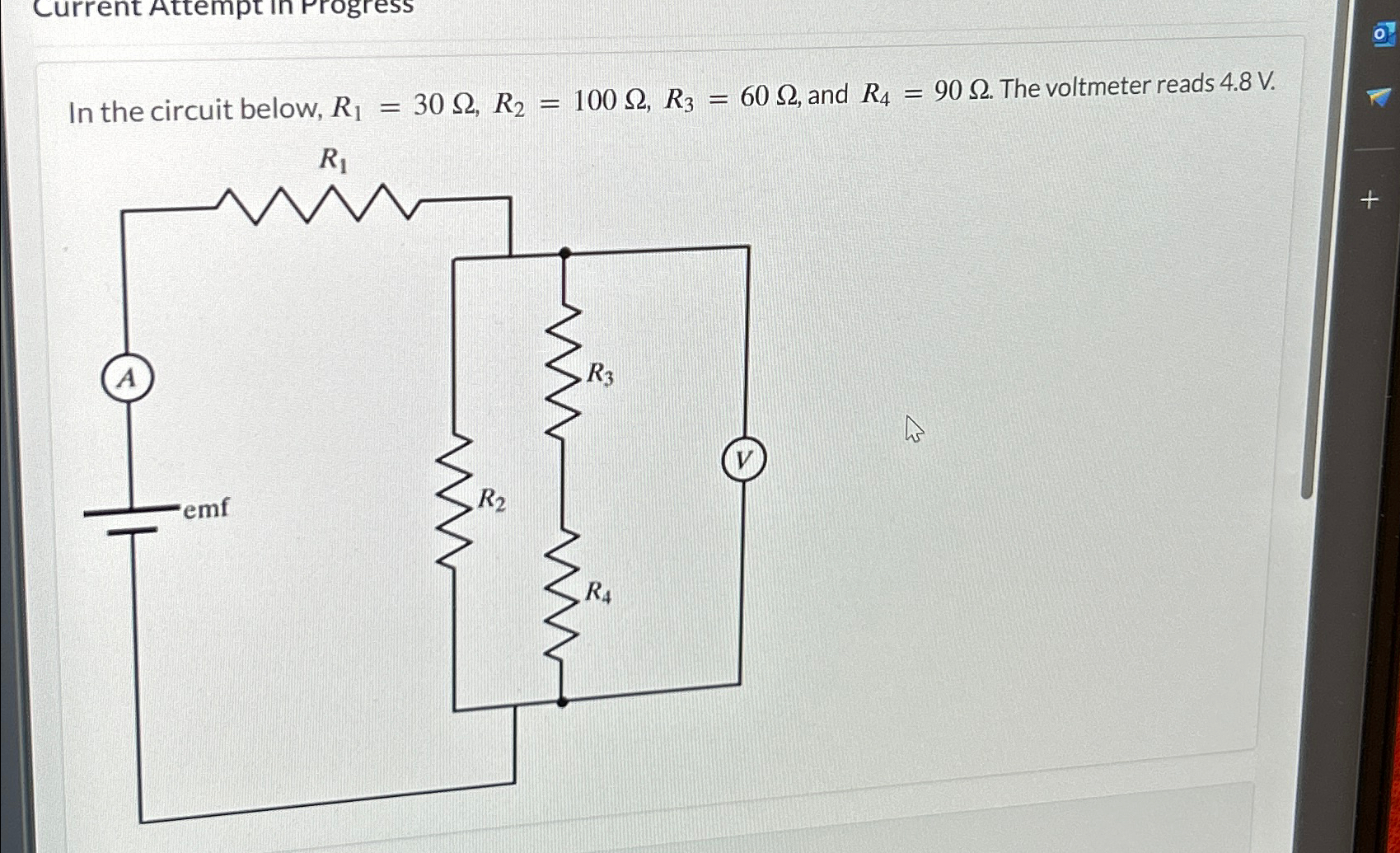 Solved In the circuit below, R1=30Ω,R2=100Ω,R3=60Ω, ﻿and | Chegg.com