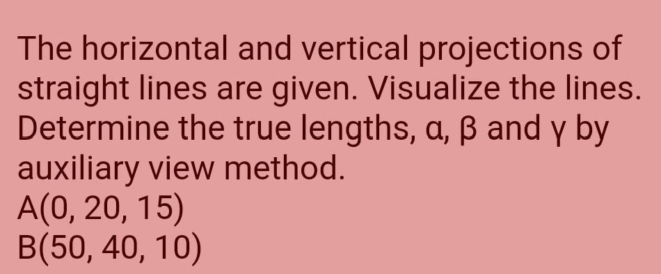 Solved The horizontal and vertical projections of straight | Chegg.com
