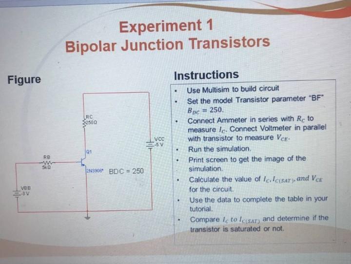 Solved Experiment 1 Bipolar Junction Transistors | Chegg.com