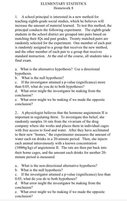 Solved ELEMENTARY STATISTICS Homework 8 1. A school | Chegg.com