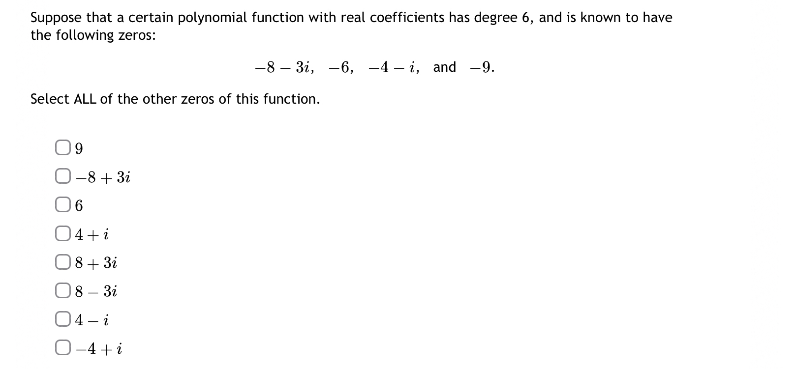 Solved Suppose that a certain polynomial function with real | Chegg.com