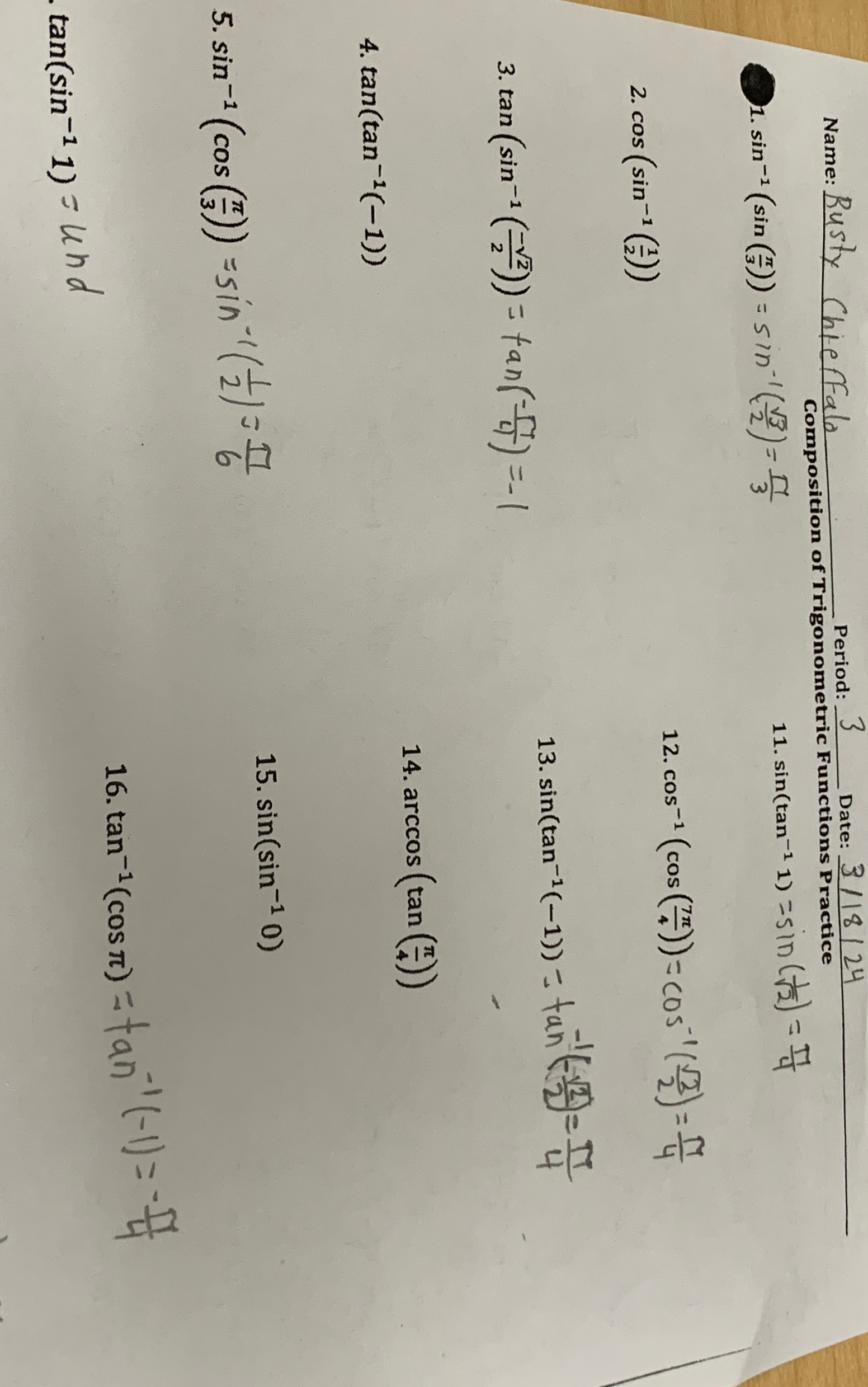Solved Composition of Trigonometric Functions | Chegg.com