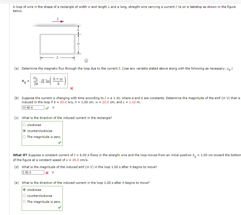Solved A loop of wire in the shape of a rectangle of width w | Chegg.com