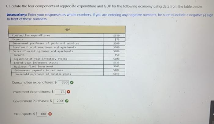 Solved Calculate the four components of aggregate | Chegg.com
