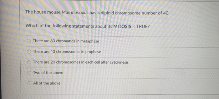 Solved The house mouse Mus musculus has a diploid chromosome | Chegg.com