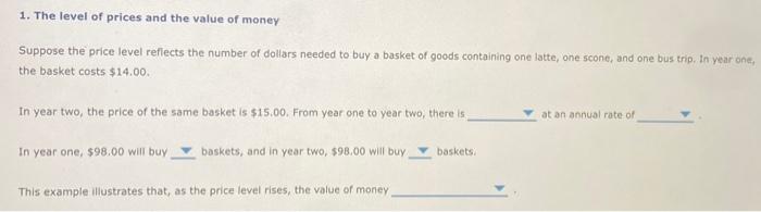 Solved 1. The level of prices and the value of money Suppose | Chegg.com