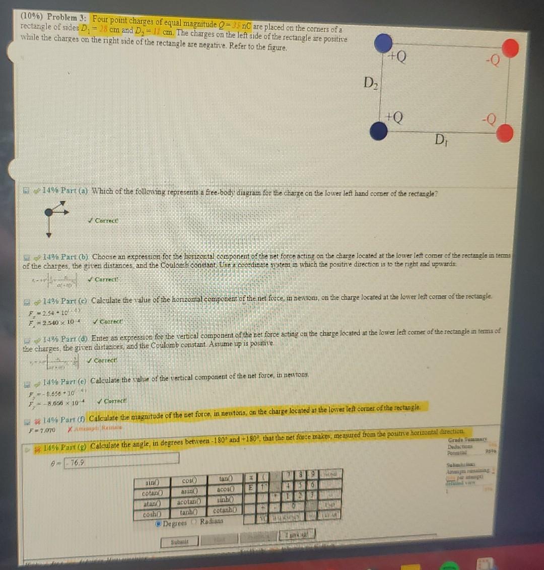 Solved (10\%) Problem 3: Four point charges of equal | Chegg.com