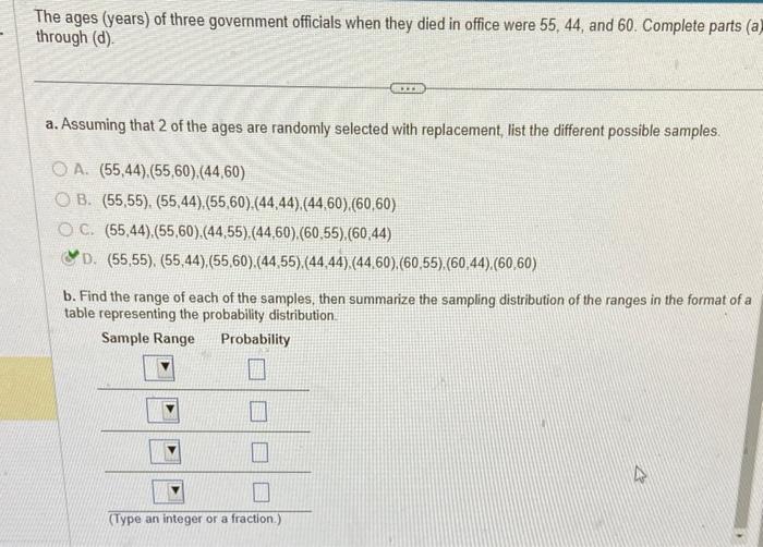 Solved The ages (years) of three government officials when | Chegg.com