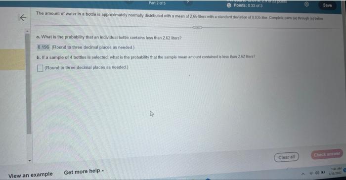Solved CHven a normat distribusion with μ=104 and o =10. and | Chegg.com