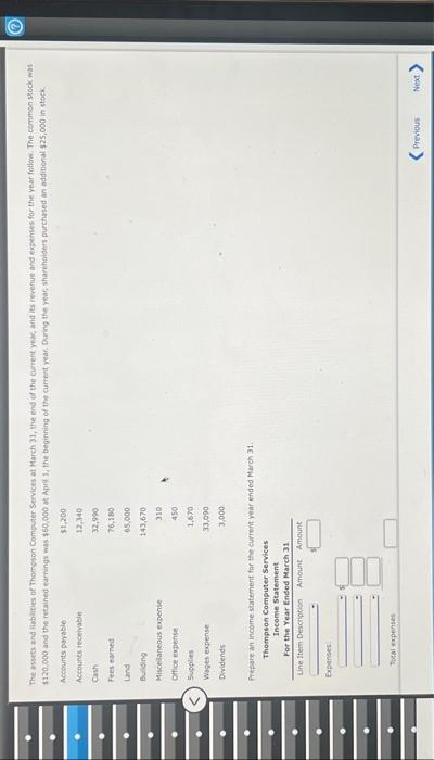 Solved The assets and libbaties of Thoirgson Computer | Chegg.com