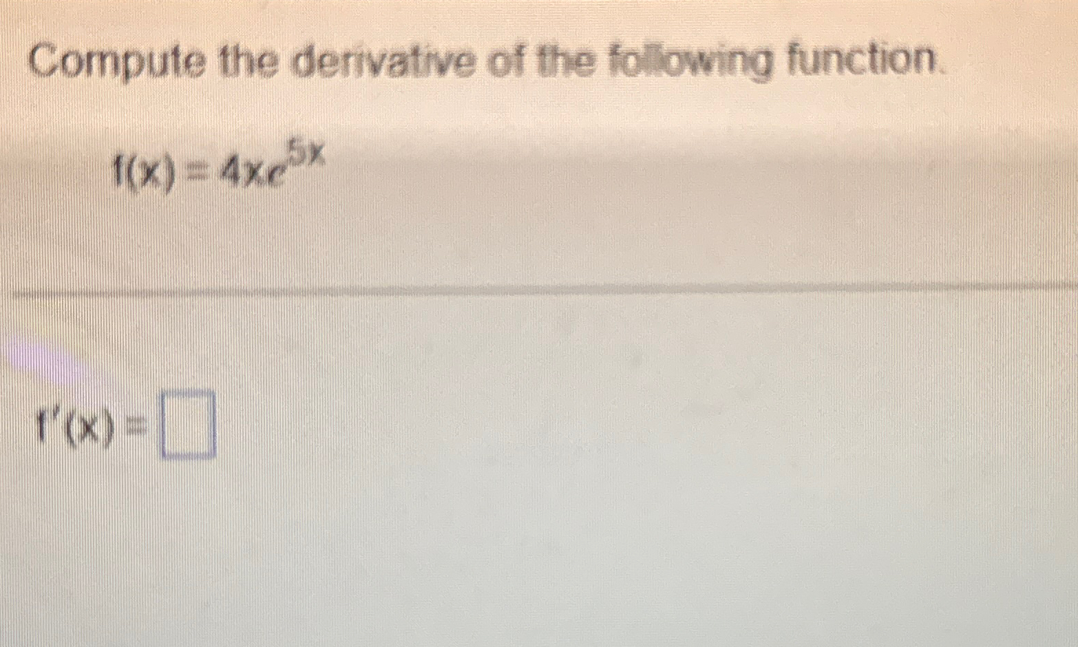 Solved Compute the derivative of the following | Chegg.com