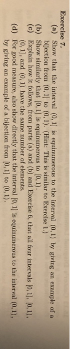 Solved Exercise 7. (a) Show that the interval (0, 1] is | Chegg.com