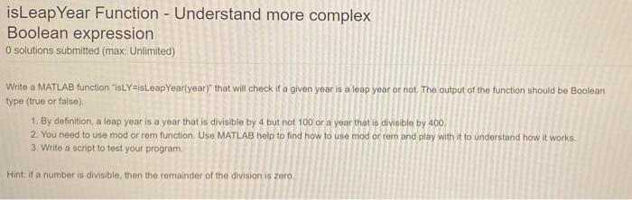 Solved isLeap Year Function - Understand more complex | Chegg.com