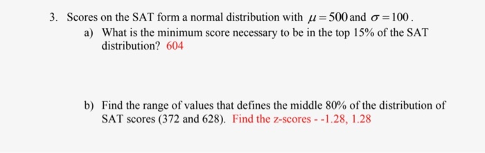 Solved 3. Scores on the SAT form a normal distribution with | Chegg.com