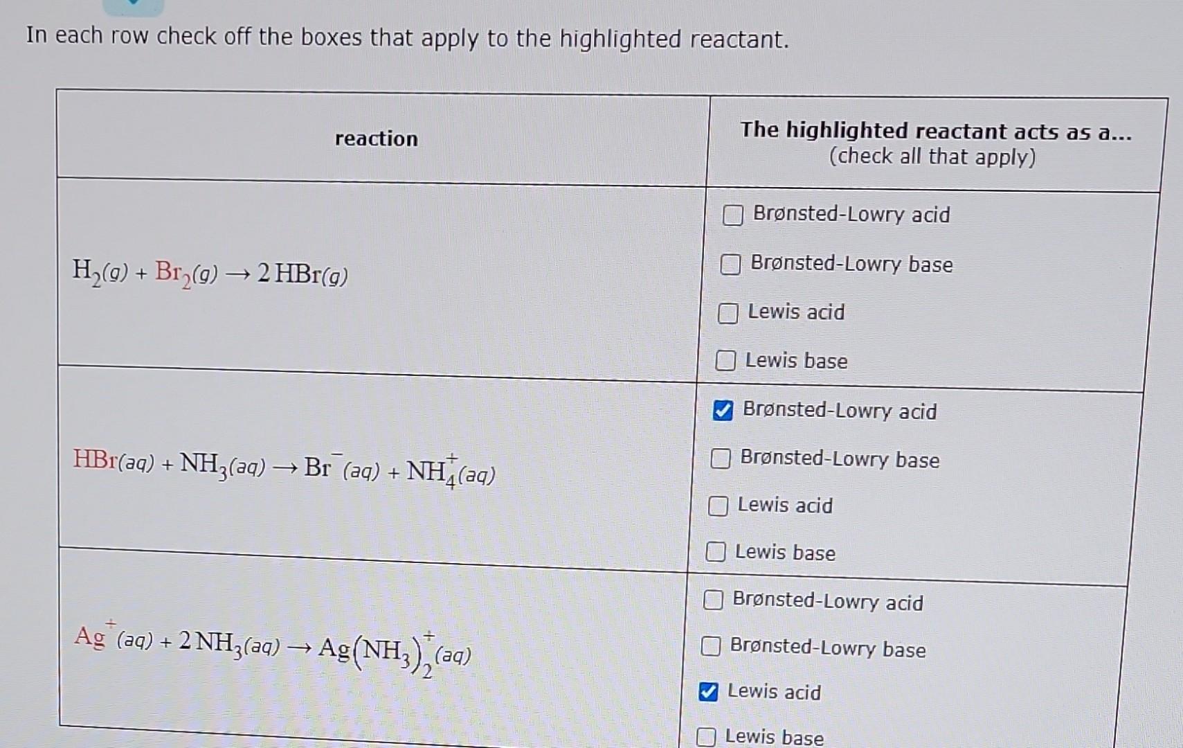 Solved In each row check off the boxes that apply to the | Chegg.com