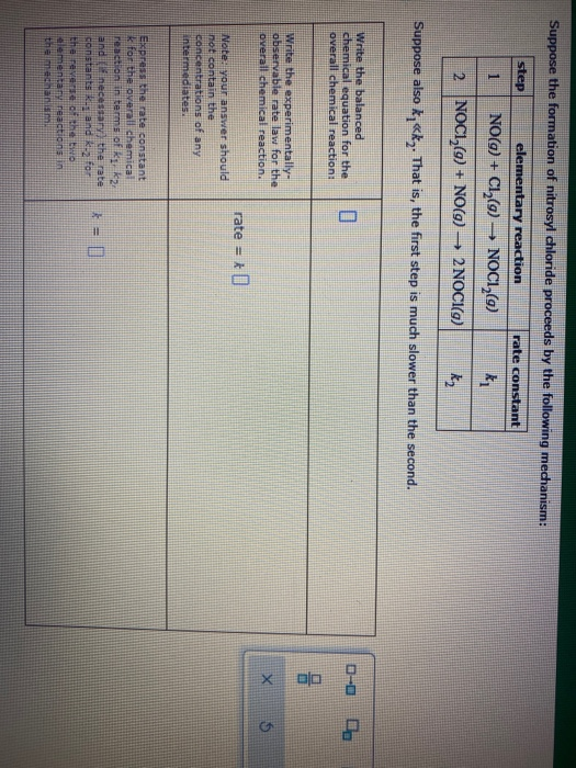 Solved step Suppose the formation of nitrosyl chloride | Chegg.com