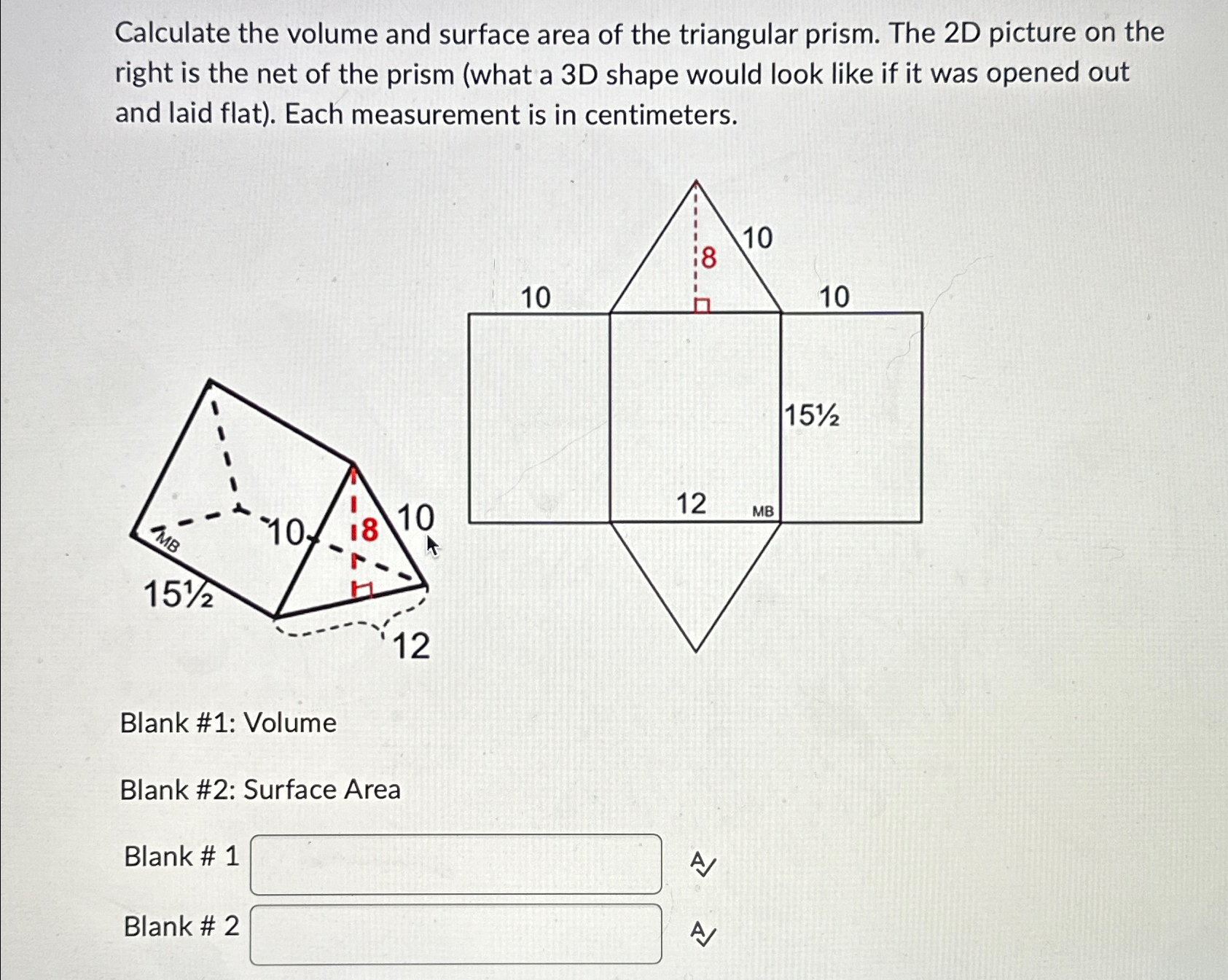 Solved Calculate the volume and surface area of the | Chegg.com