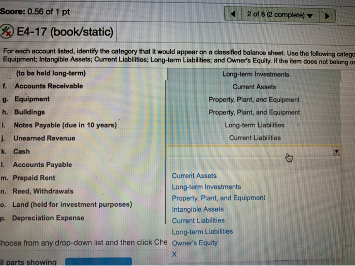 Solved For each account listed, identify the category that | Chegg.com