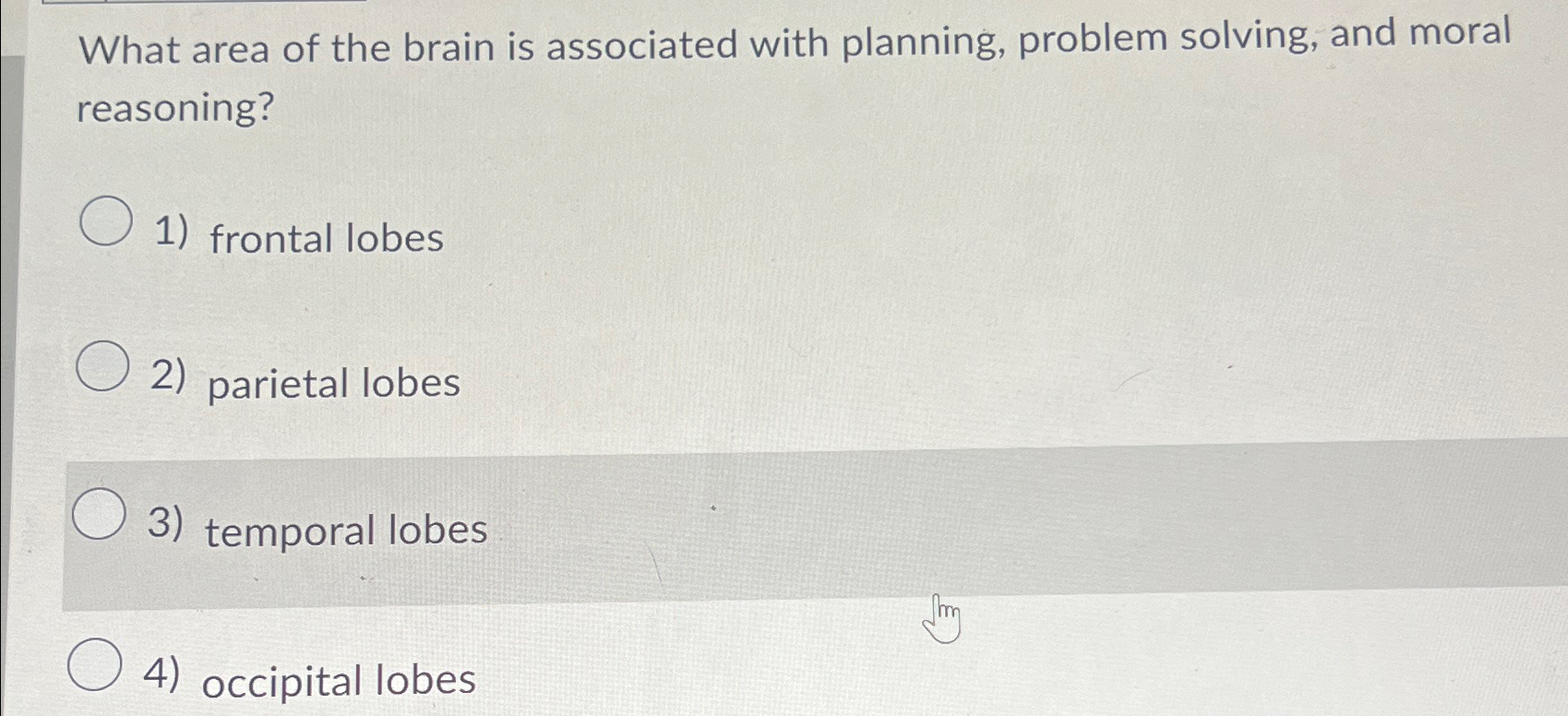 Solved What area of the brain is associated with planning, | Chegg.com