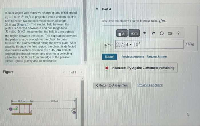 Solved A small object with mass m, charge q, and initial | Chegg.com