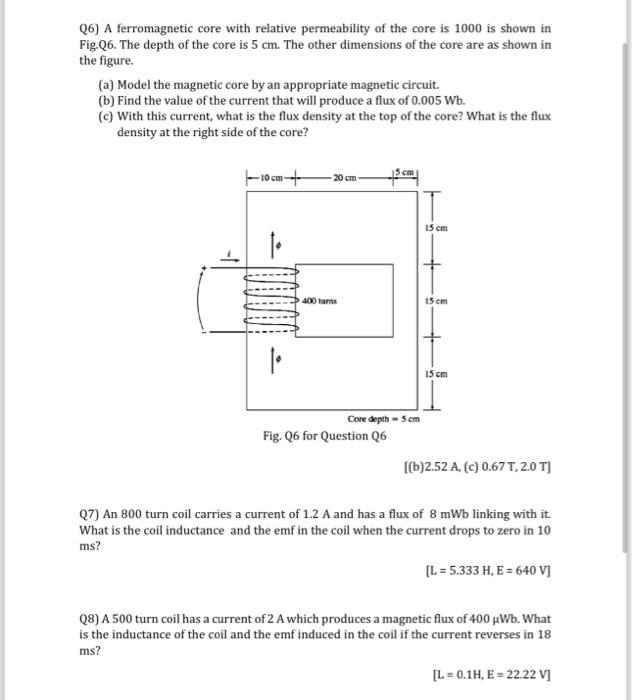 Solved Q9) For core with an air gap shown in Fig. Q9: (a) | Chegg.com