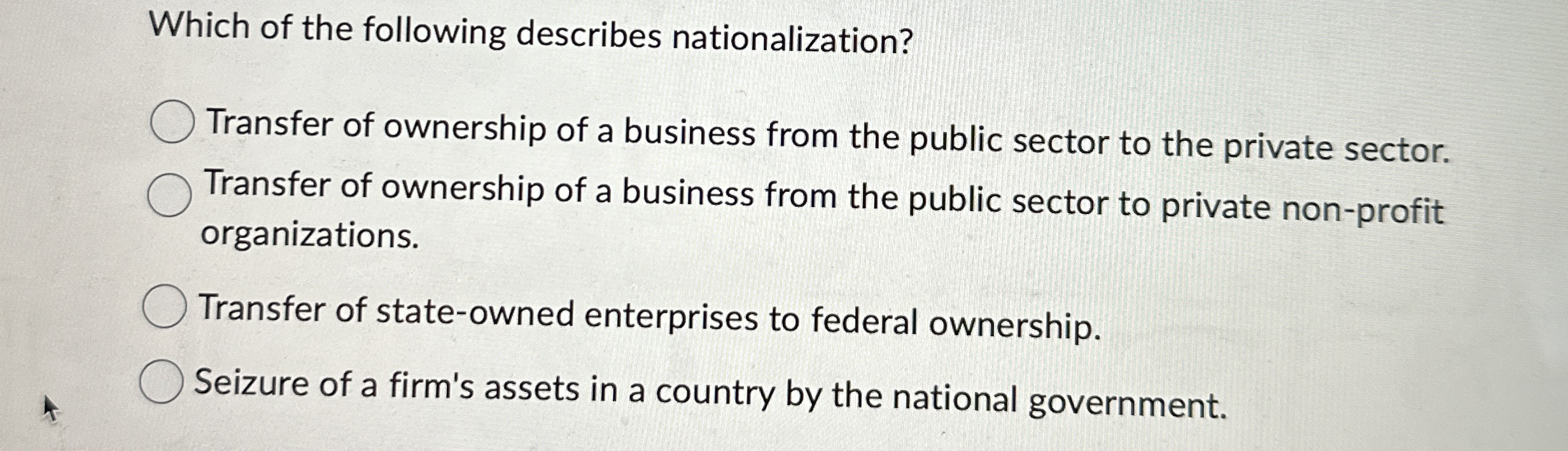 Solved Which of the following describes | Chegg.com