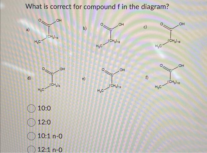 Solved What is correct for compound f in the diagram? a) b) | Chegg.com