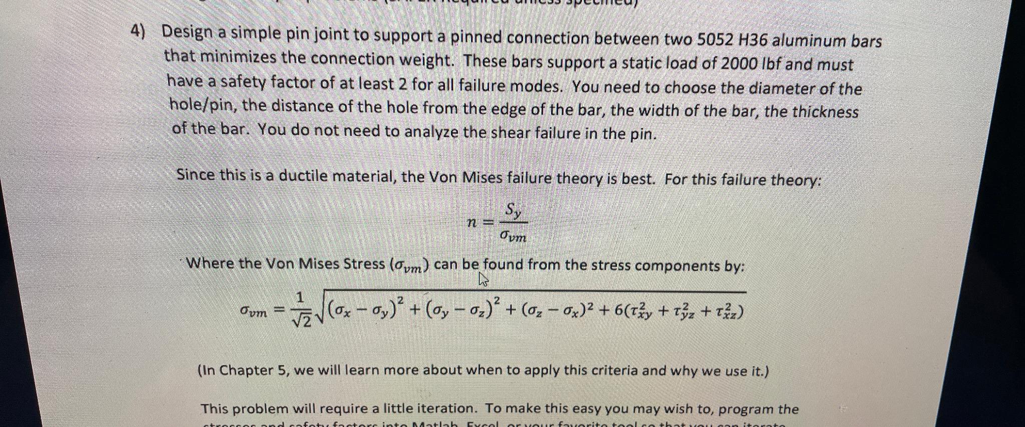 Design a simple pin joint to support a pinned | Chegg.com