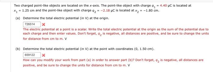 Solved Two charged point-like objects are located on the | Chegg.com