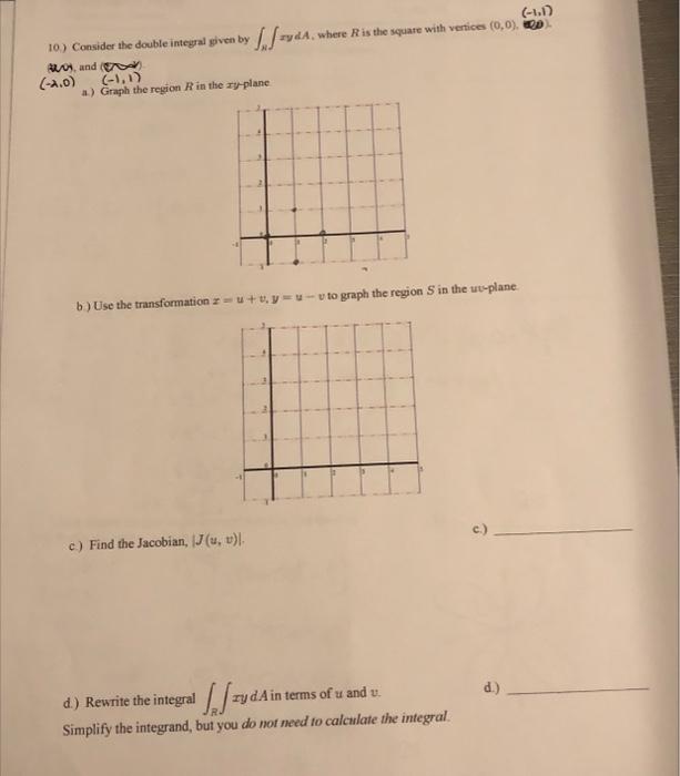 10.) Consider the double integral given by ∫R∫ryd, | Chegg.com
